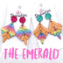 Rainbow Embossed Emerald Dangle Earrings - Mint Sparkles