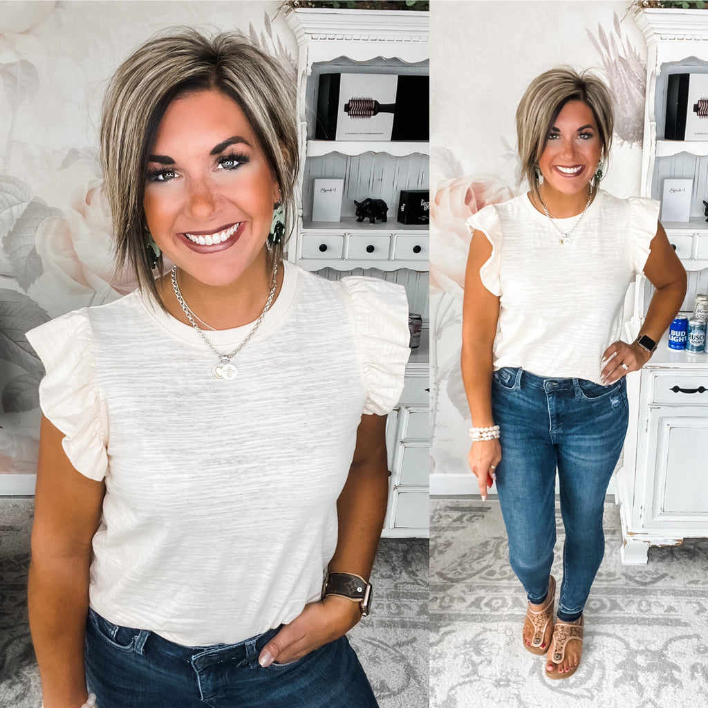 Going Astray Ruffle Sleeve Tee - Ivory