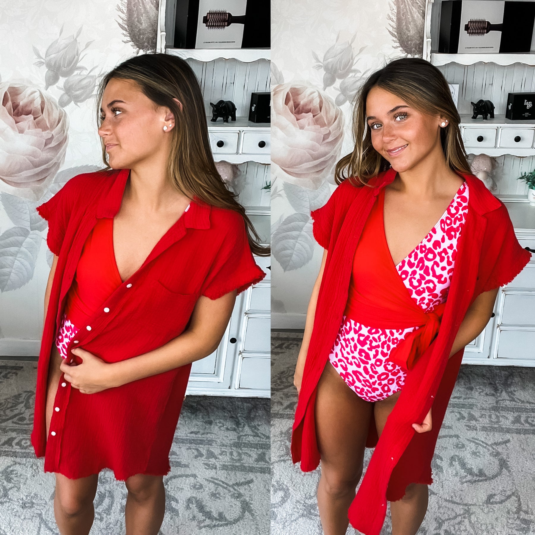 Wrap It Up Leopard Swimsuit - Red